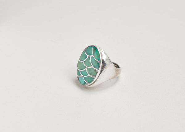 Turquoise Fish Scale Inlay Ring – Foundwell